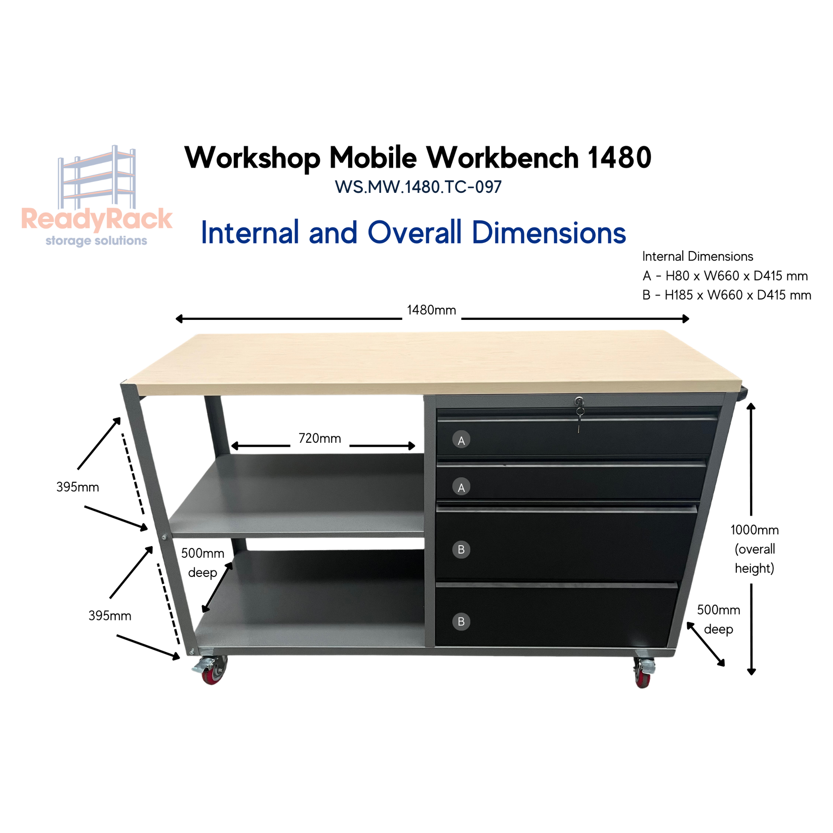 Workshop Mobile Workbench 1480 | Workbench | ReadyRack