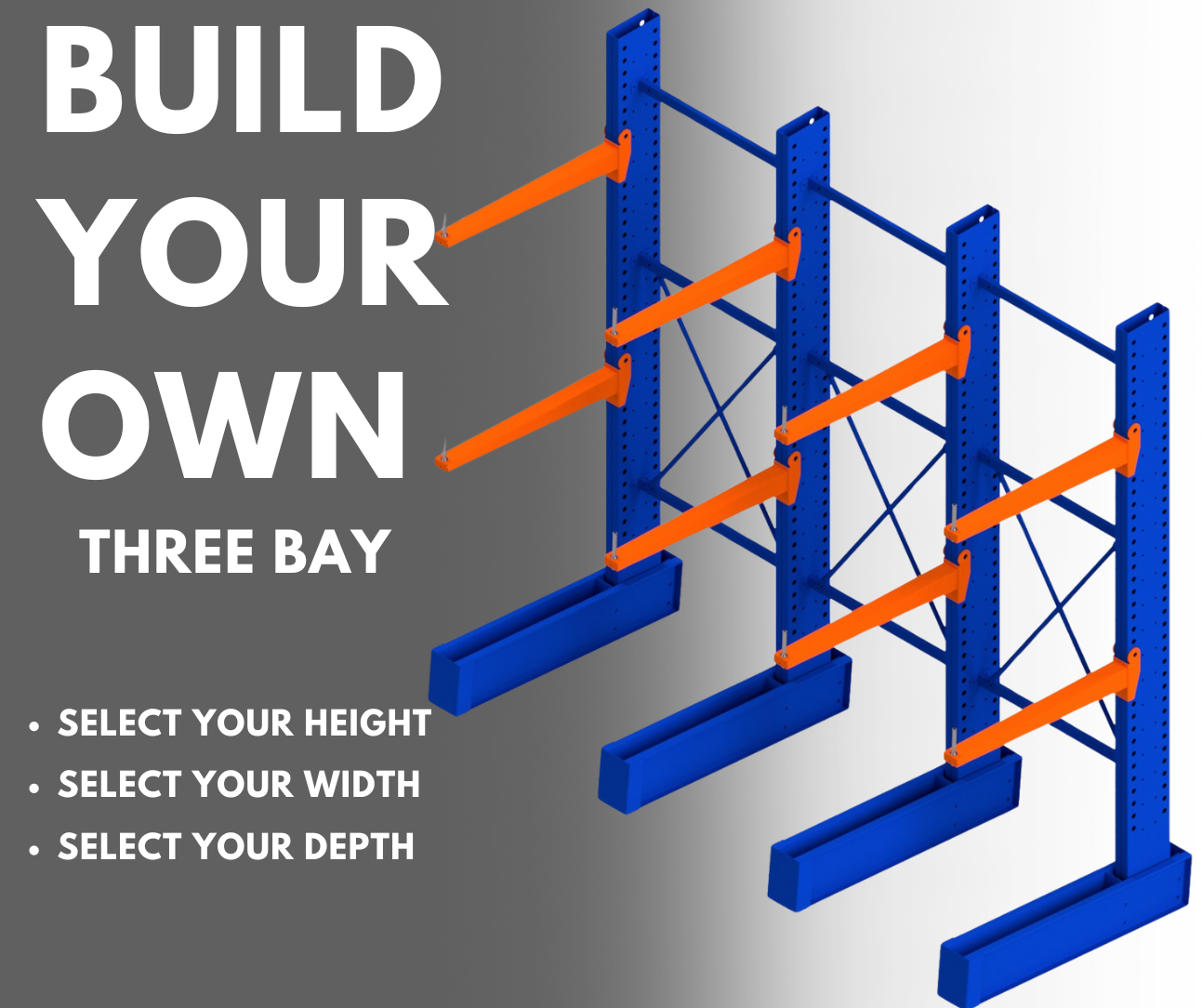 Heavy Duty Cantilever Racking Three Bay Run