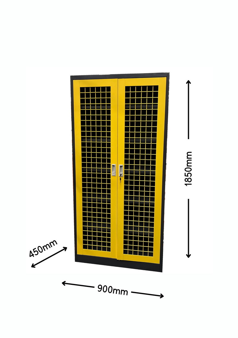 2 Door Mesh Lockable Cabinet - 5 shelves | Mesh Shelves