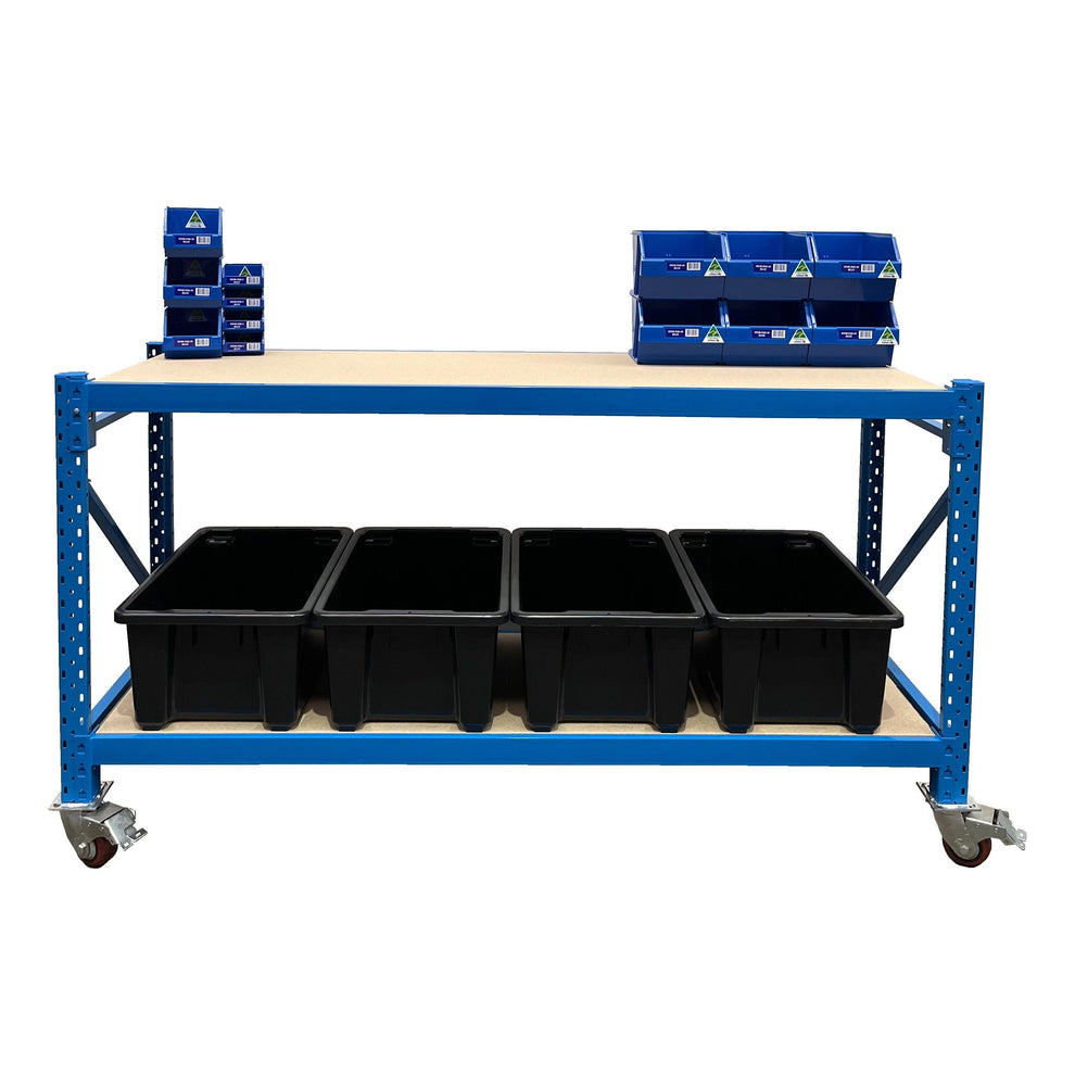Mobile Longspan Workbench with Bottom Shelf and Castors