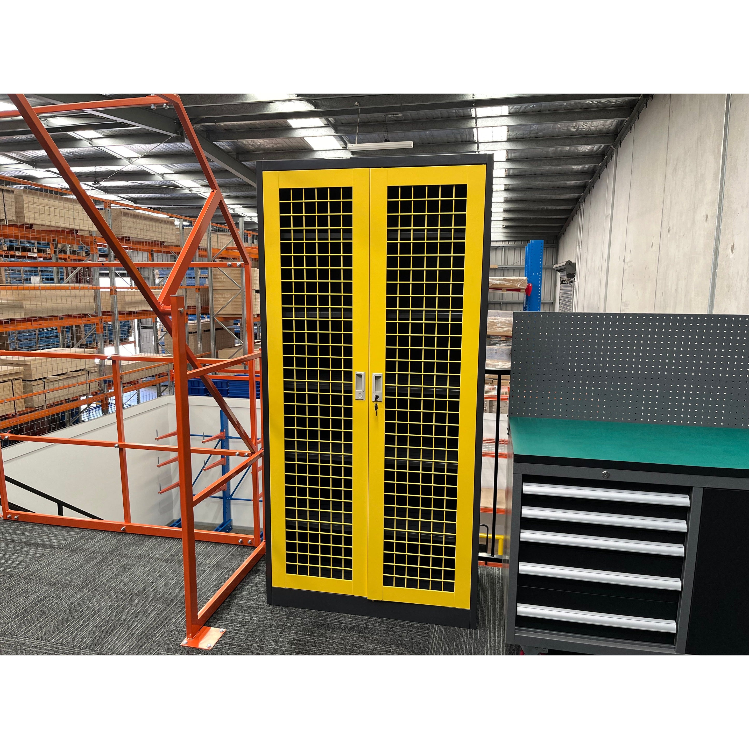 2 Door Mesh Lockable Cabinet - 5 shelves | Mesh Shelves