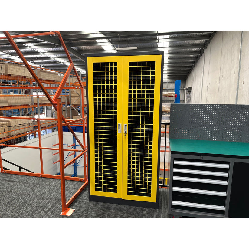 2 Door Mesh Lockable Cabinet - 5 shelves | Mesh Shelves
