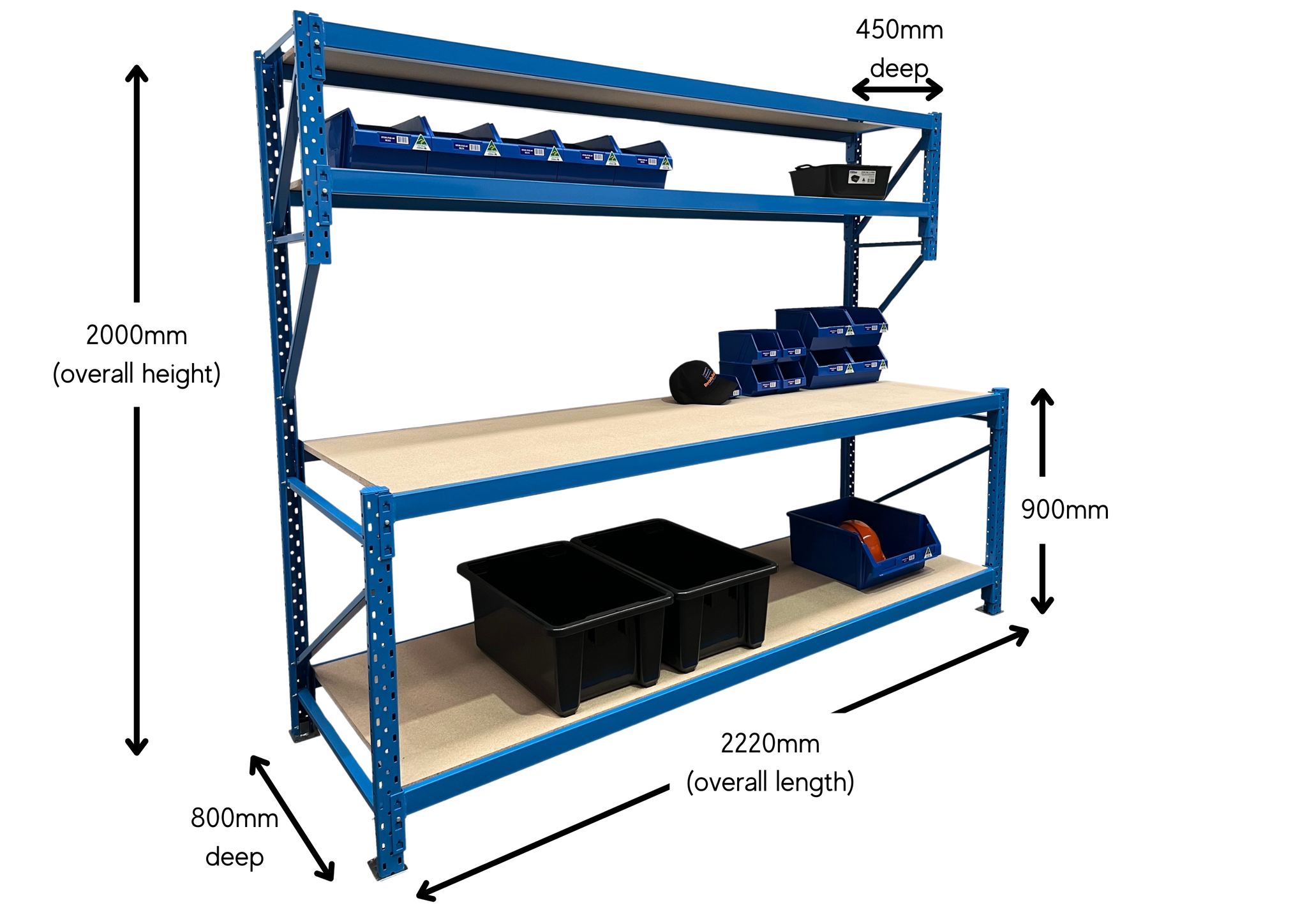 Garage Workstation 1920mm Long| Heavy Duty Garage Shelving